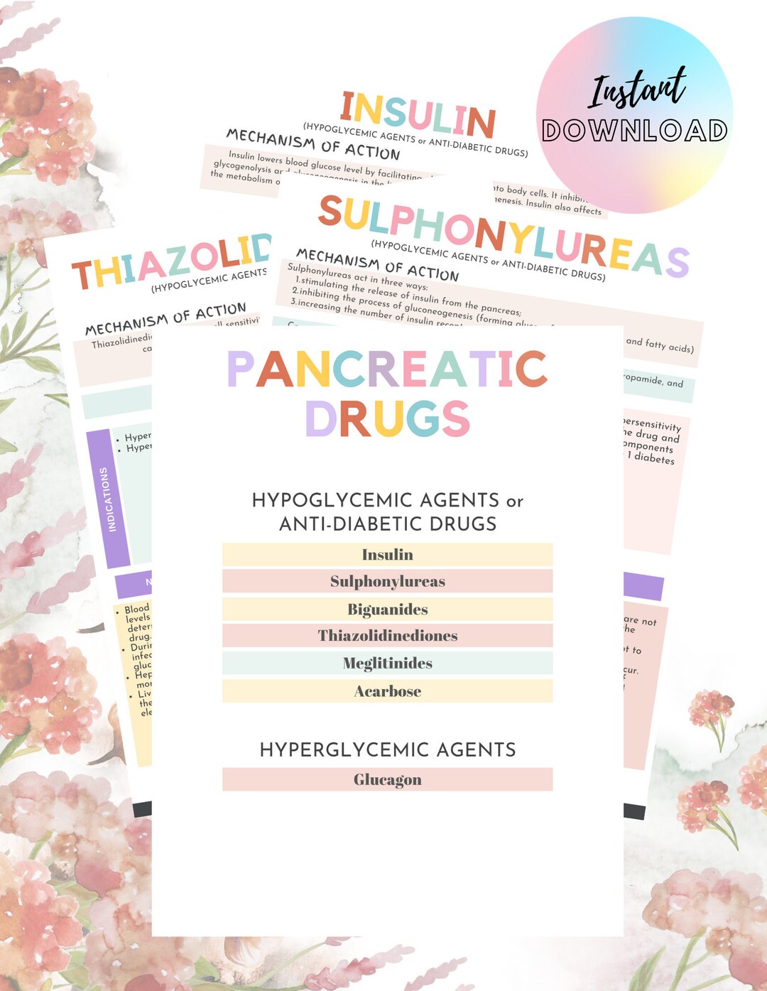Pancreatic Drug Study Guide, Pharmacology Notes, Nursing Study Notes ...