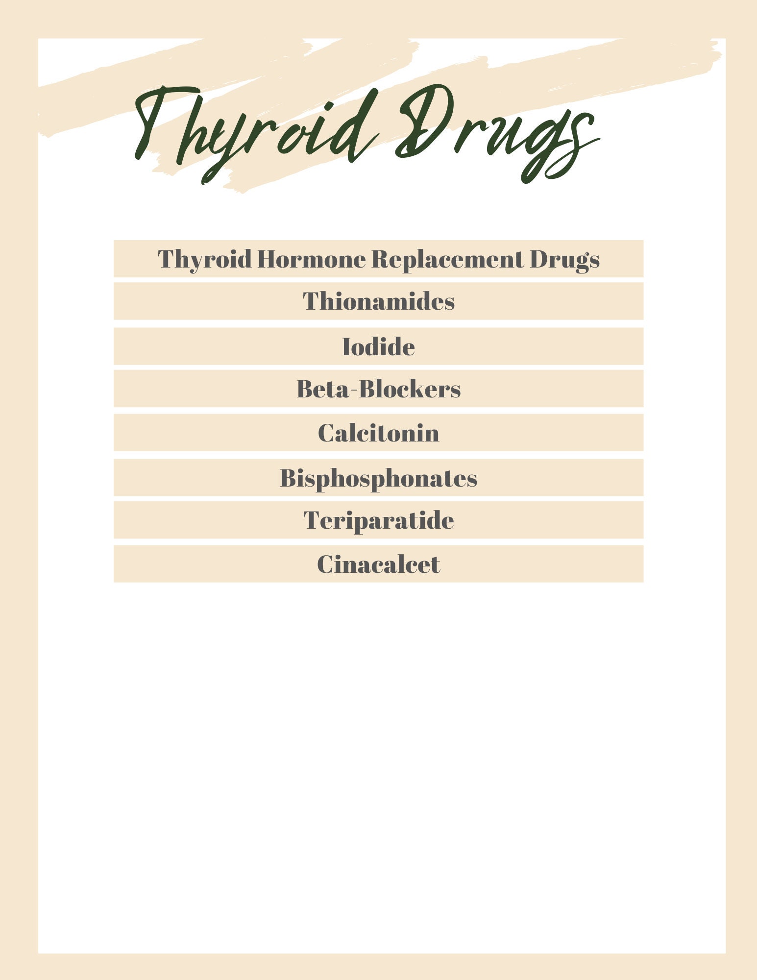 Thyroid Drugs Study Guide, Pharmakologie-Studienführer, Notizen zum ...