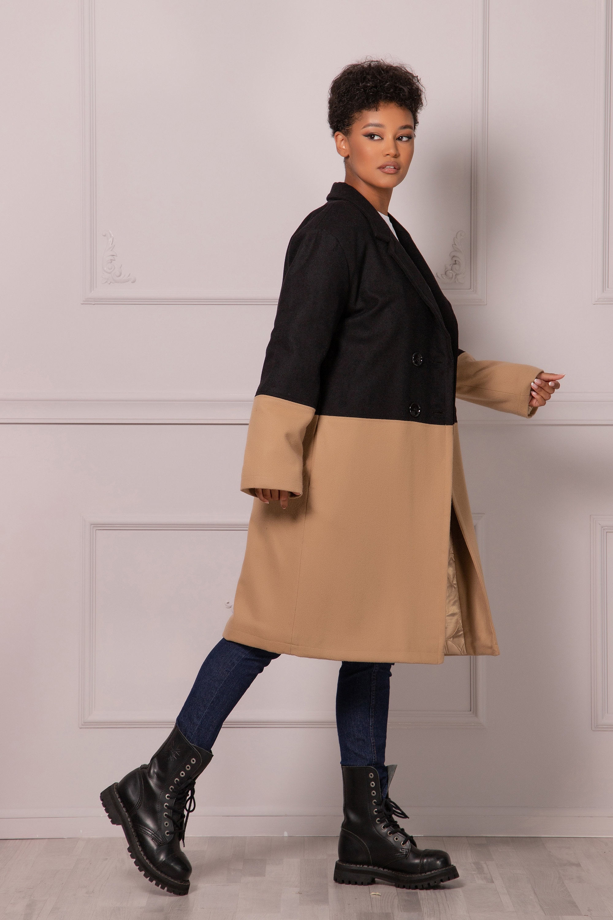 Oversized Camel Wool Tube Coat, Modern Wool Cashmere Overcoat ...