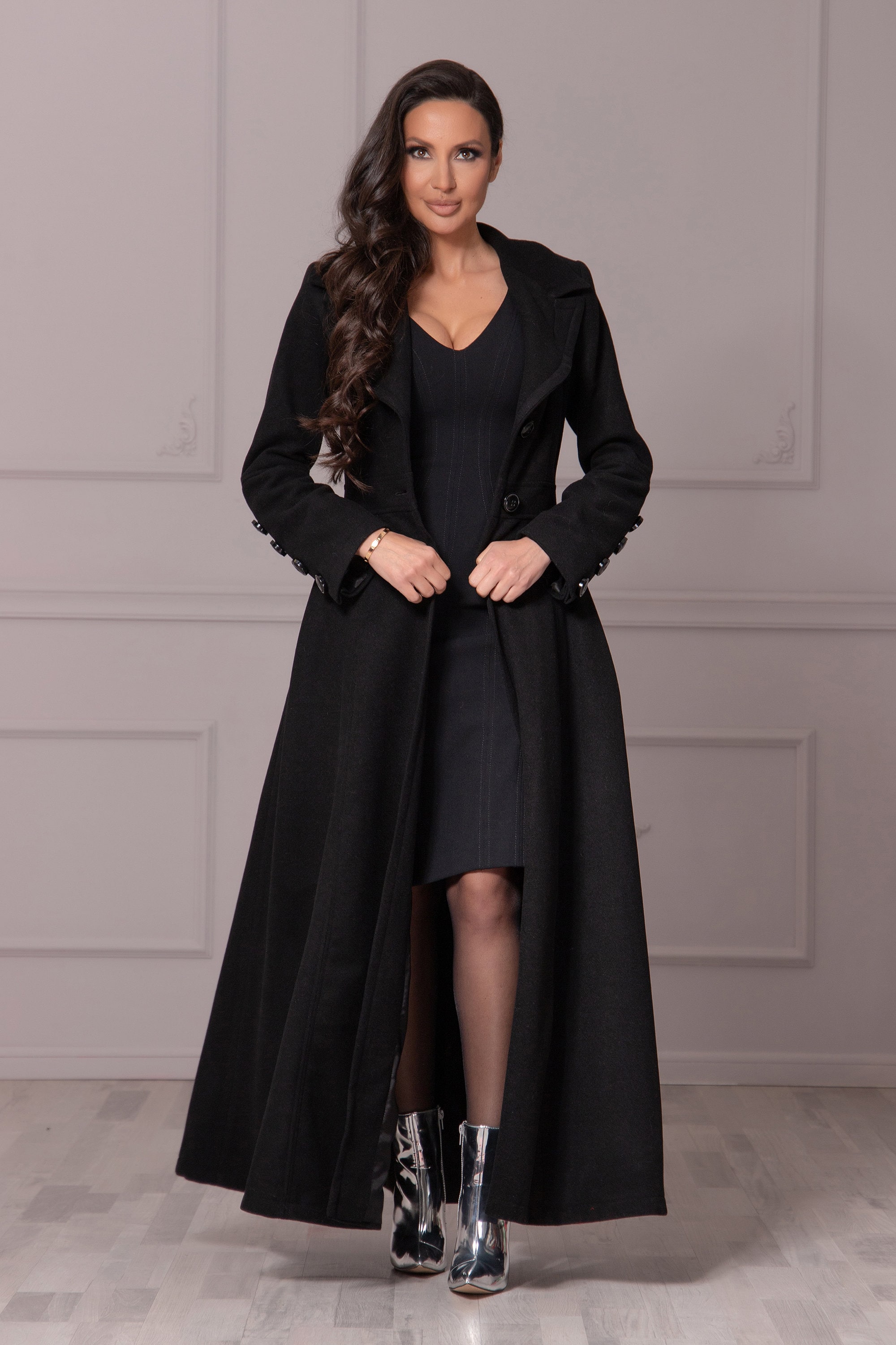 Wool Goth Winter Slits Coat, Victorian Inspired Fitted Jacket Coat ...