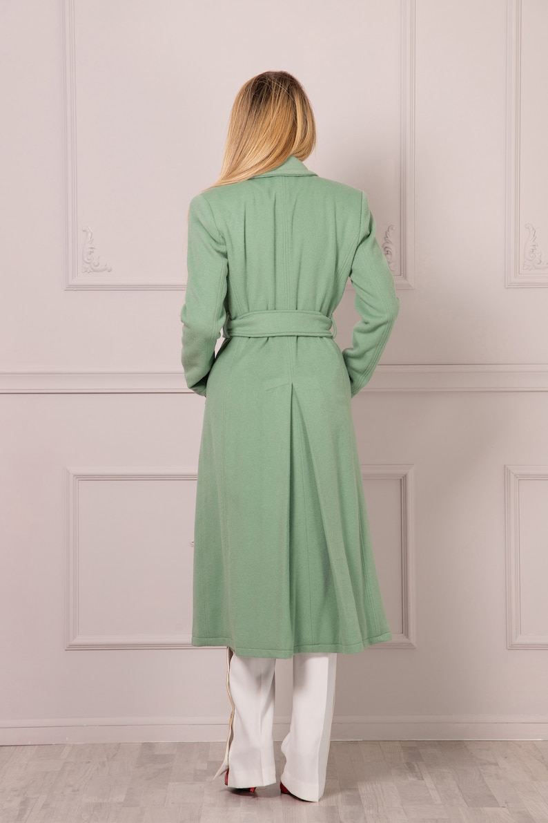 Light Green Minimal Wool Coat, Vintage Inspired Mint Green Coat, Winter ...