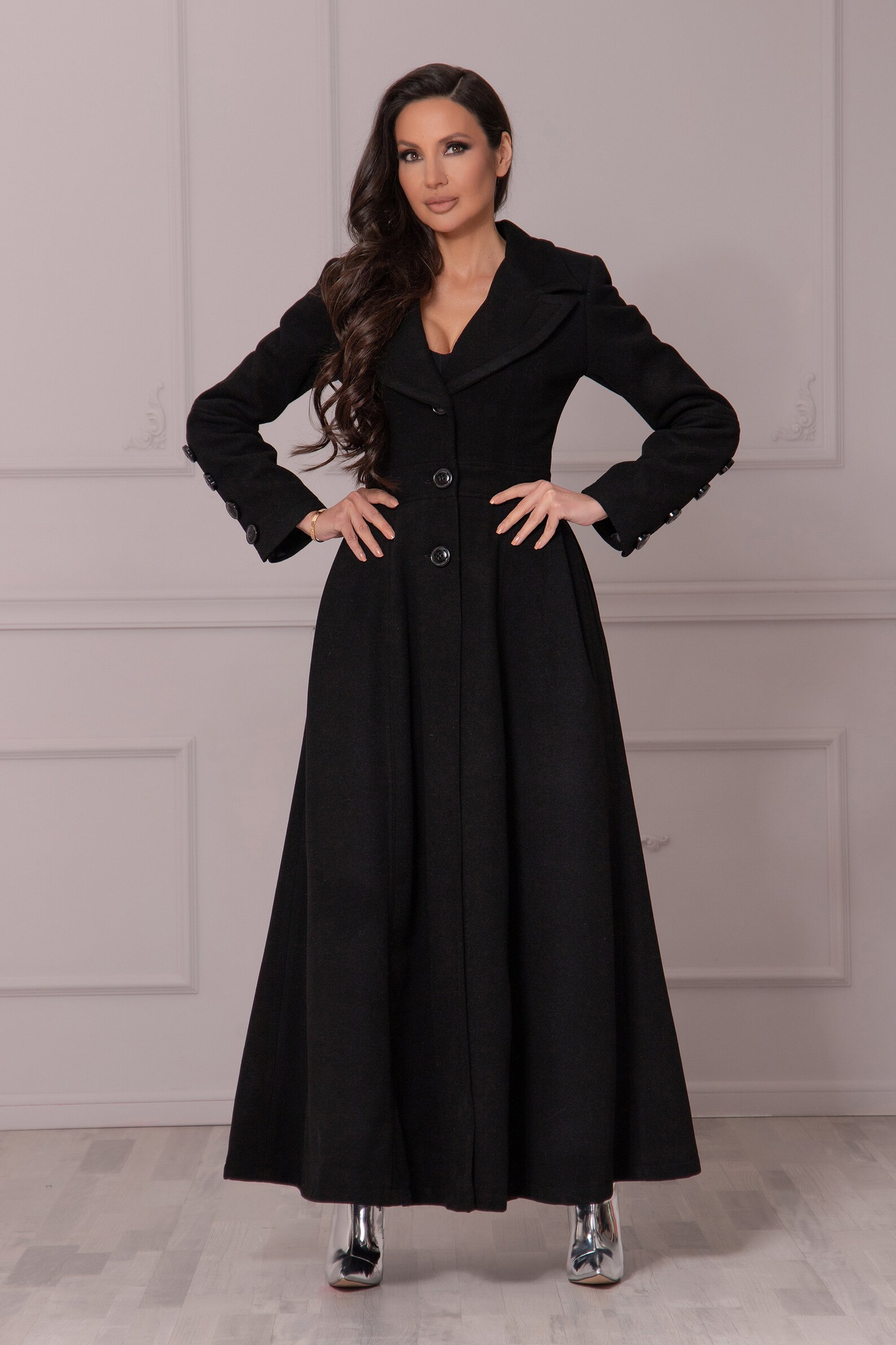 Wool Goth Winter Slits Coat, Victorian Inspired Fitted Jacket Coat ...
