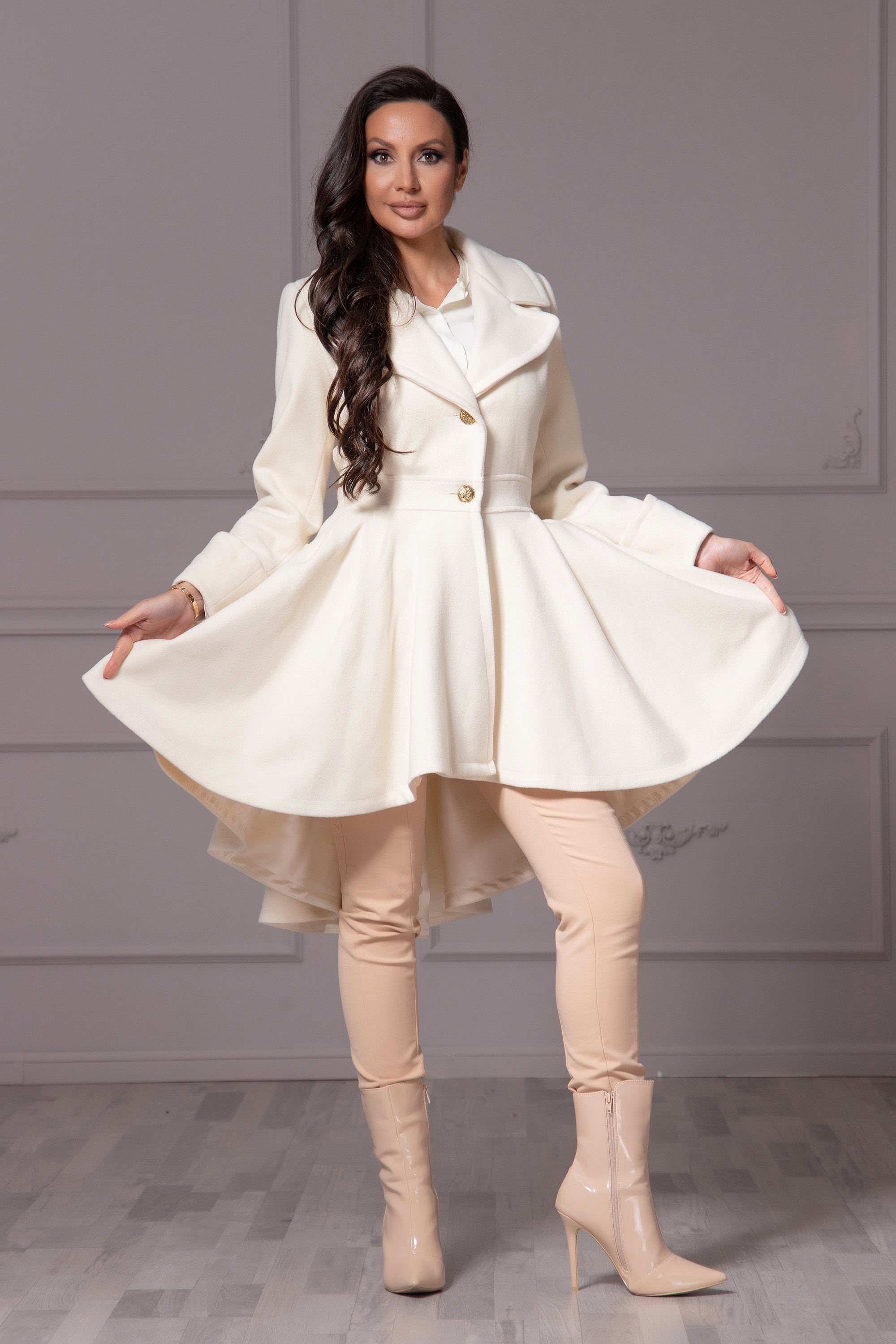 Asymmetric High Low Wool Coat, Fit and Flare Jacket, Vintage Inspired ...