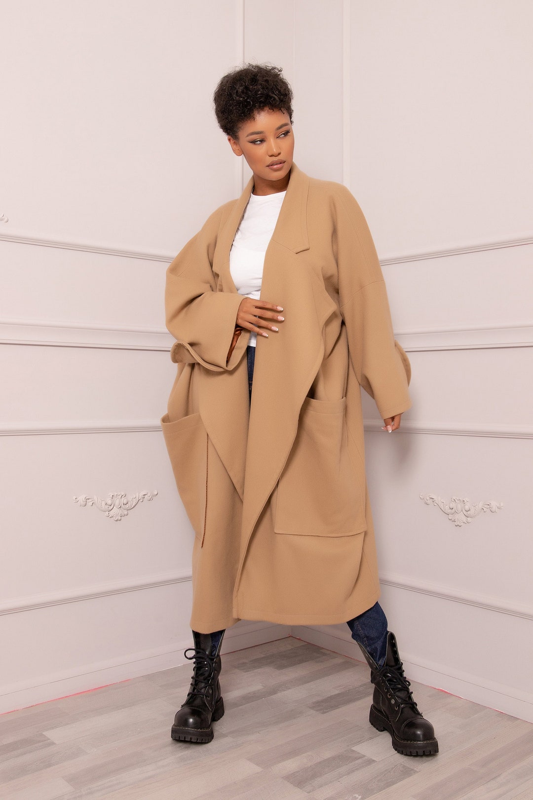 Oversized Wool Cashmere Coat, Voluminous Camel Coat, Slouchy Winter ...