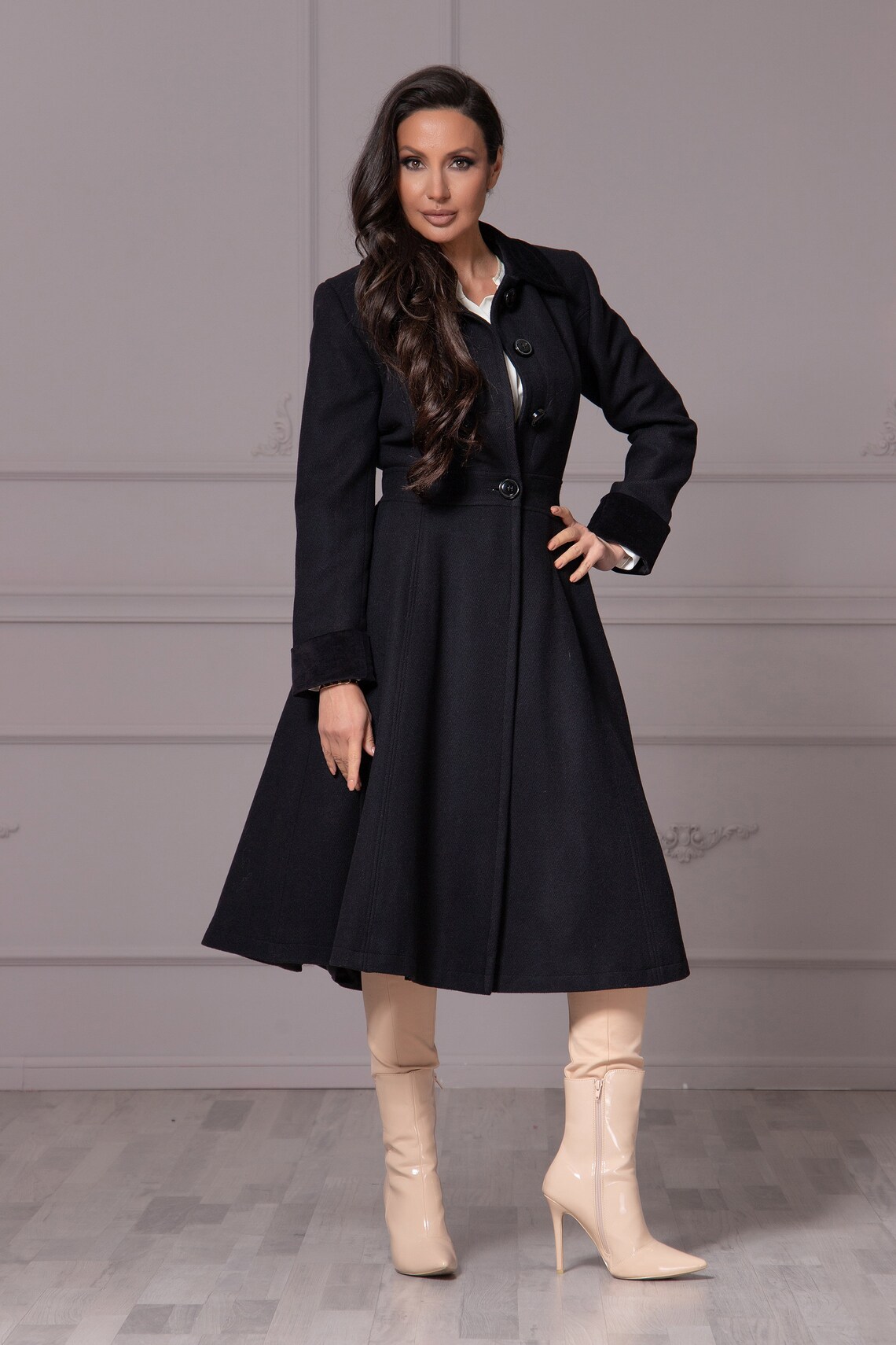 Princess Wool Coat With Velvet Collar & Cuffs Plus Size - Etsy