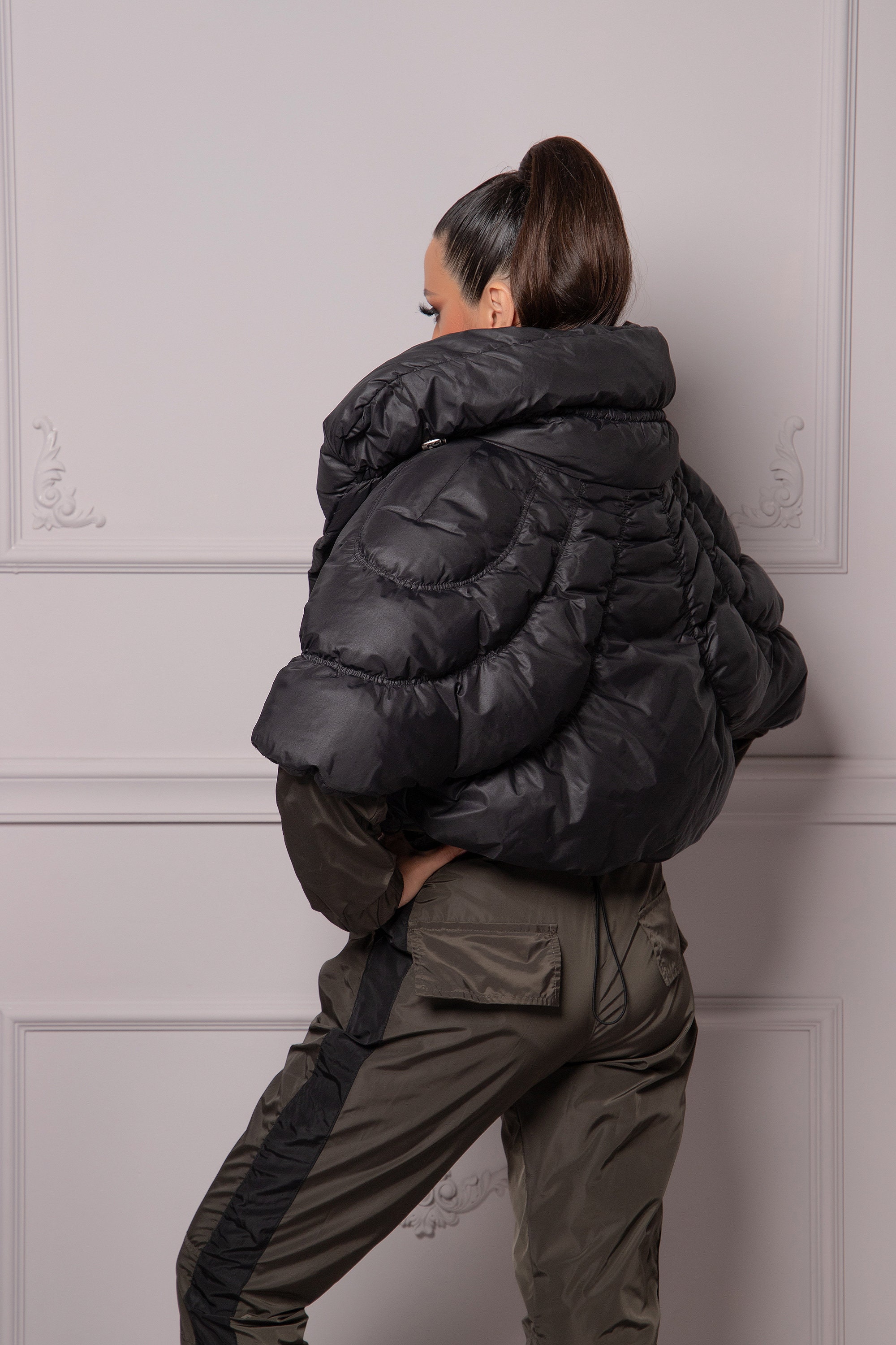 Cropped Puffer Jacket Vest, Textured Quilted Down Jacket, Custom Made ...