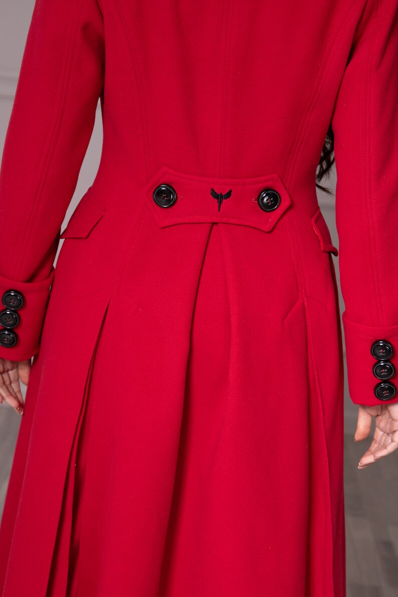 Full Length Cashmere Red Coat, Double Breasted Wool Coat, Long Red A ...