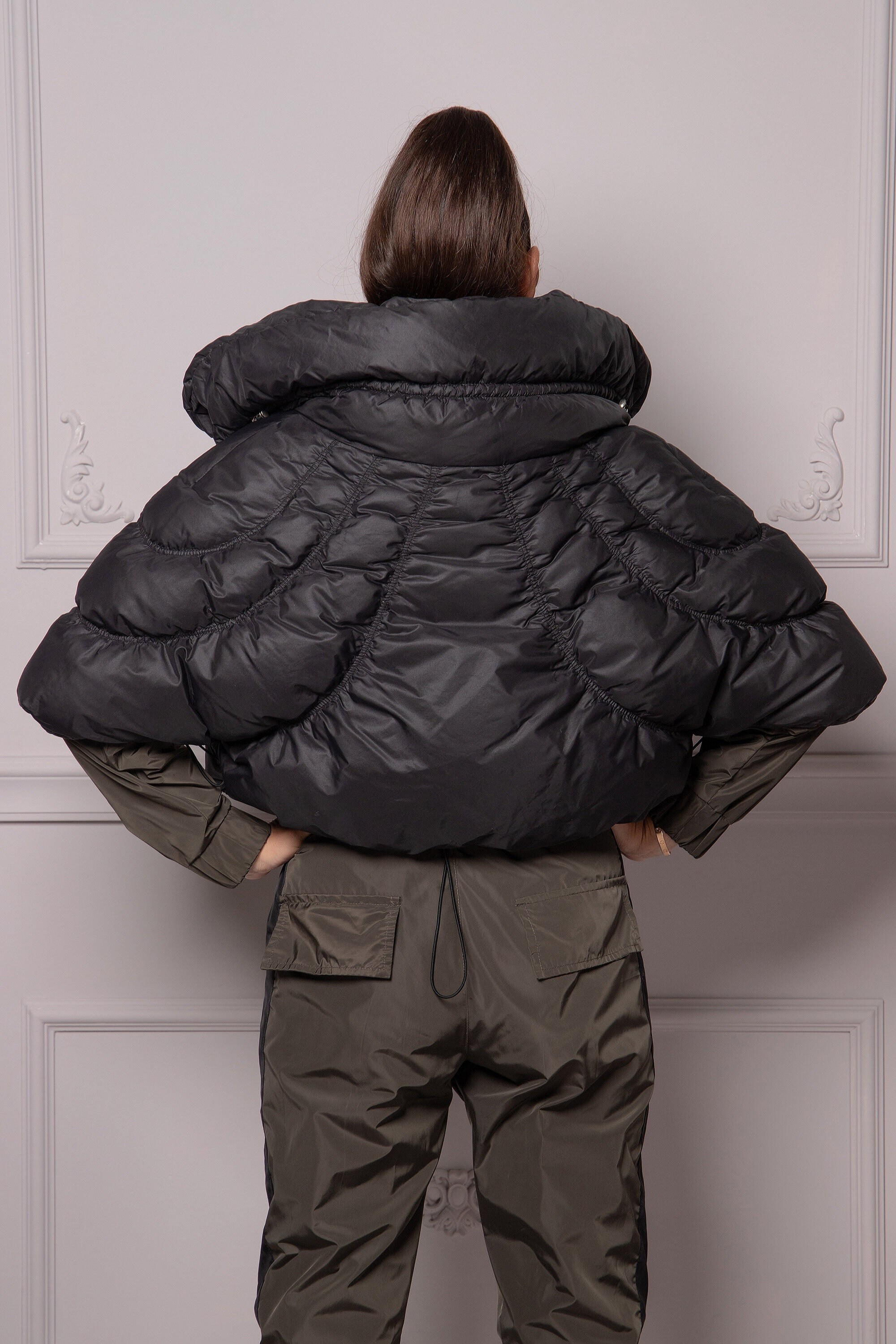 Cropped Puffer Jacket Vest, Textured Quilted Down Jacket, Custom Made ...