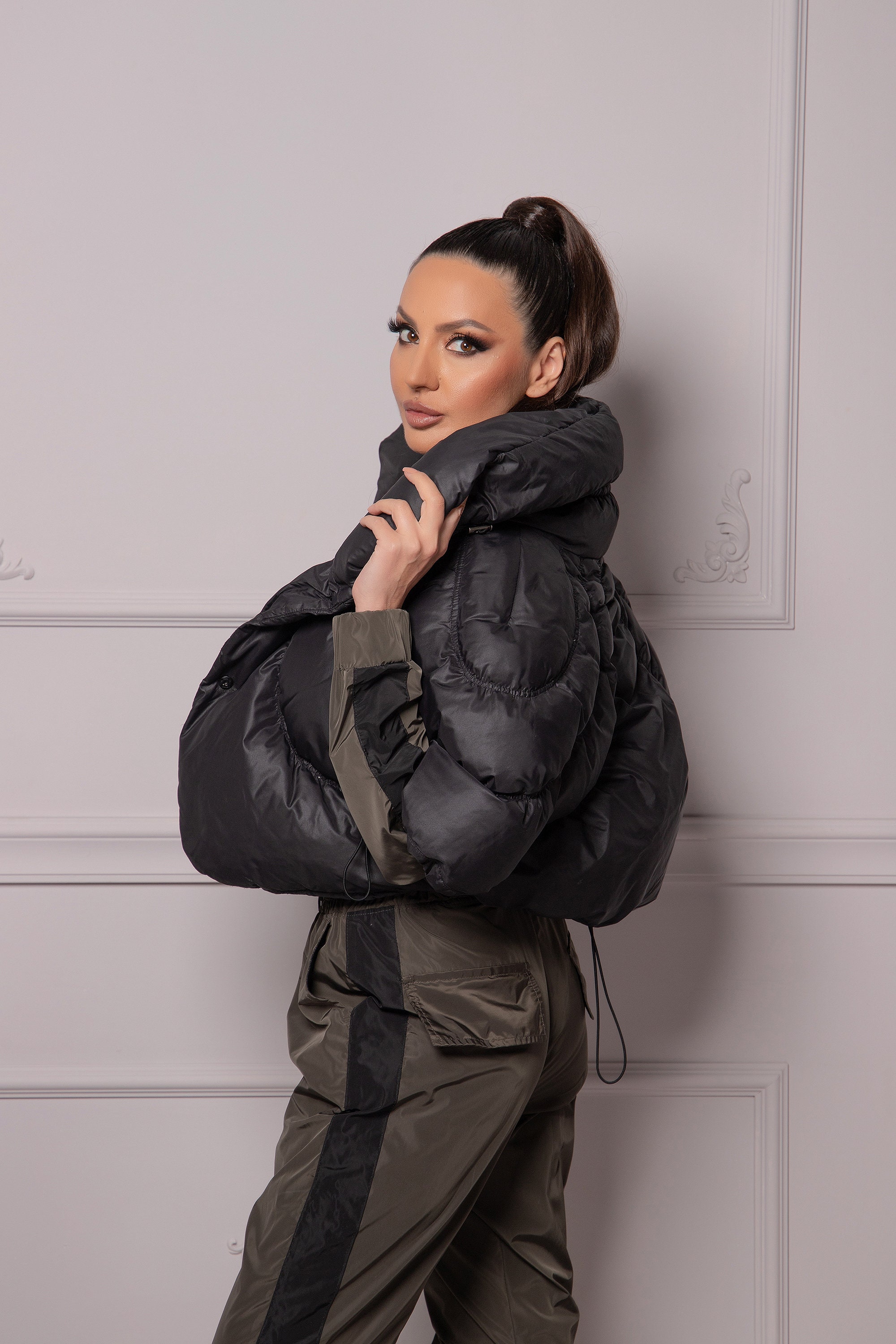 Cropped Puffer Jacket Vest, Textured Quilted Down Jacket, Custom Made ...