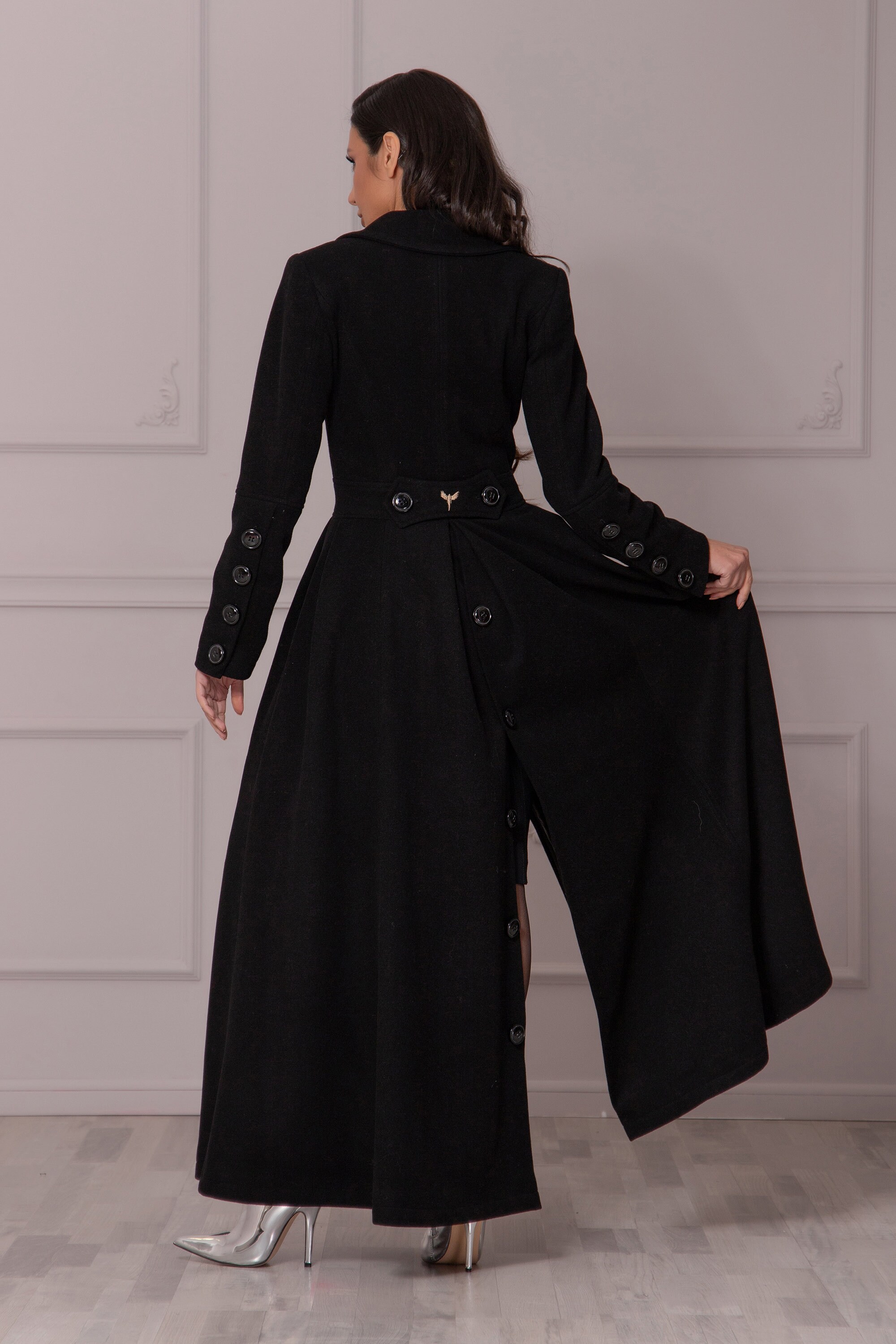 Stunning Goth Winter Slits Coat, Victorian Inspired Fitted Jacket Coat ...