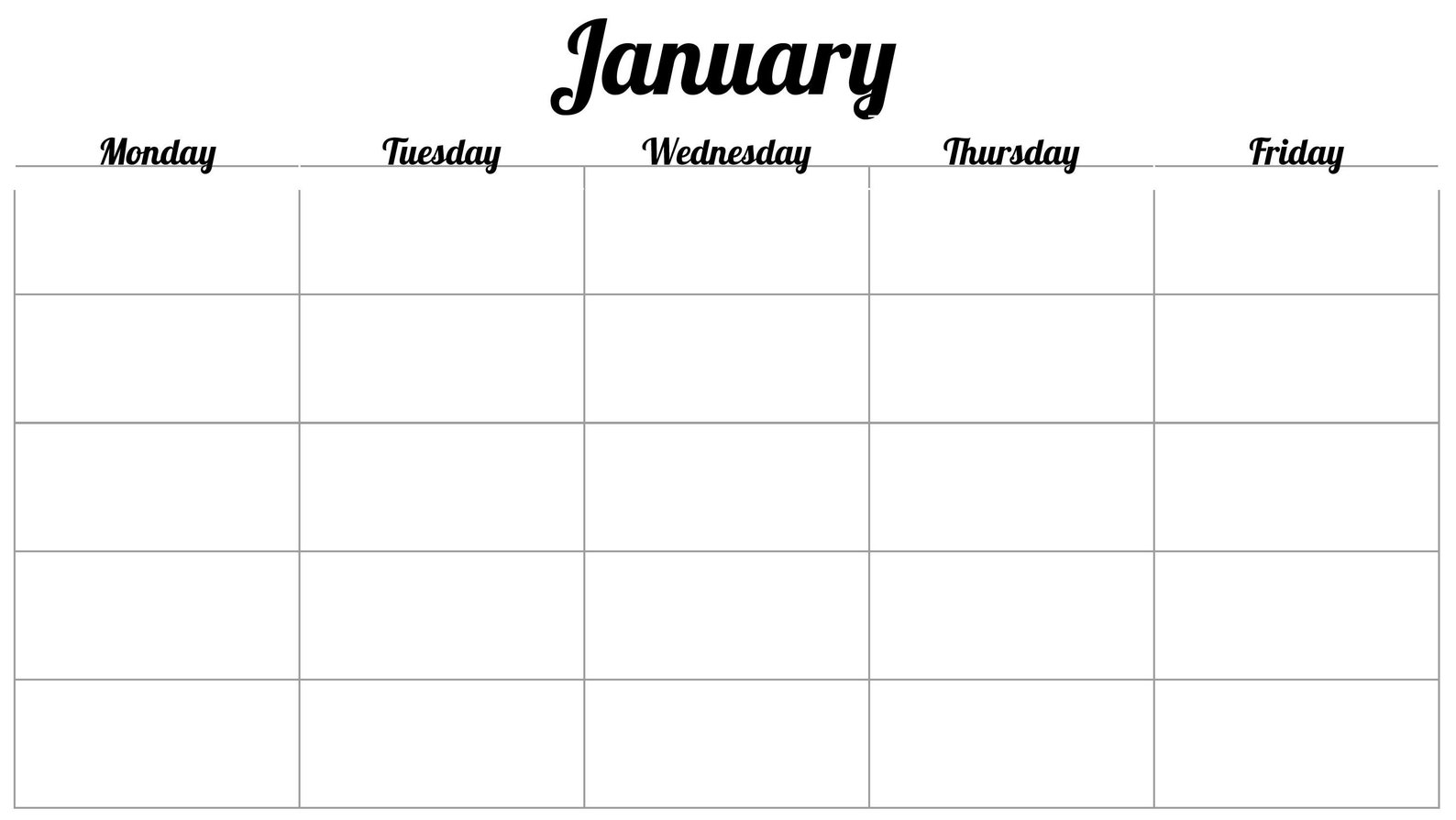 Monday Start 5 Day Blank Weekly Calendar Printable - Etsy