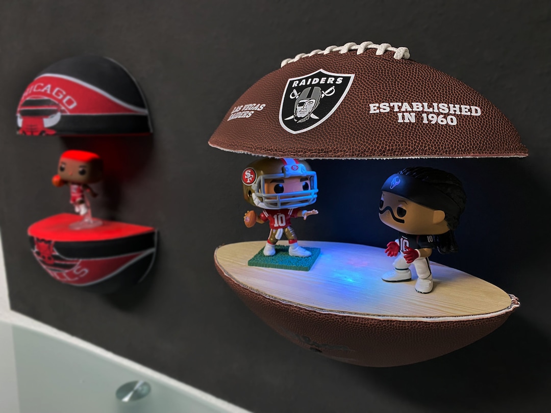 LED Football Shelf Las Vegas Raiders, NFL, Floating, Shoe Rack, 49ers ...