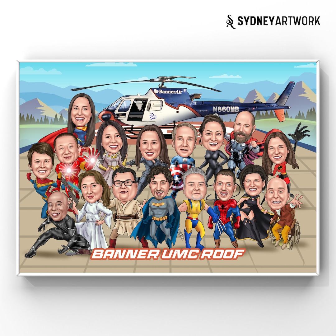 Custom Superhero Caricature From Photo, Personalised Team, Colleague ...