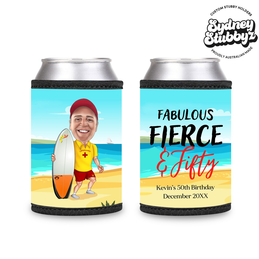 Personalized Birthday Cartoon Can Coolers,custom Photo on Stubby Holder ...