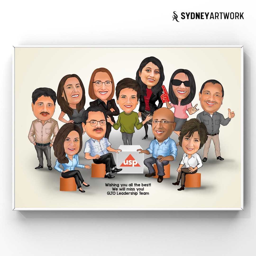 Custom Office Group Caricature From Photo, Funny Employee Cartoon ...