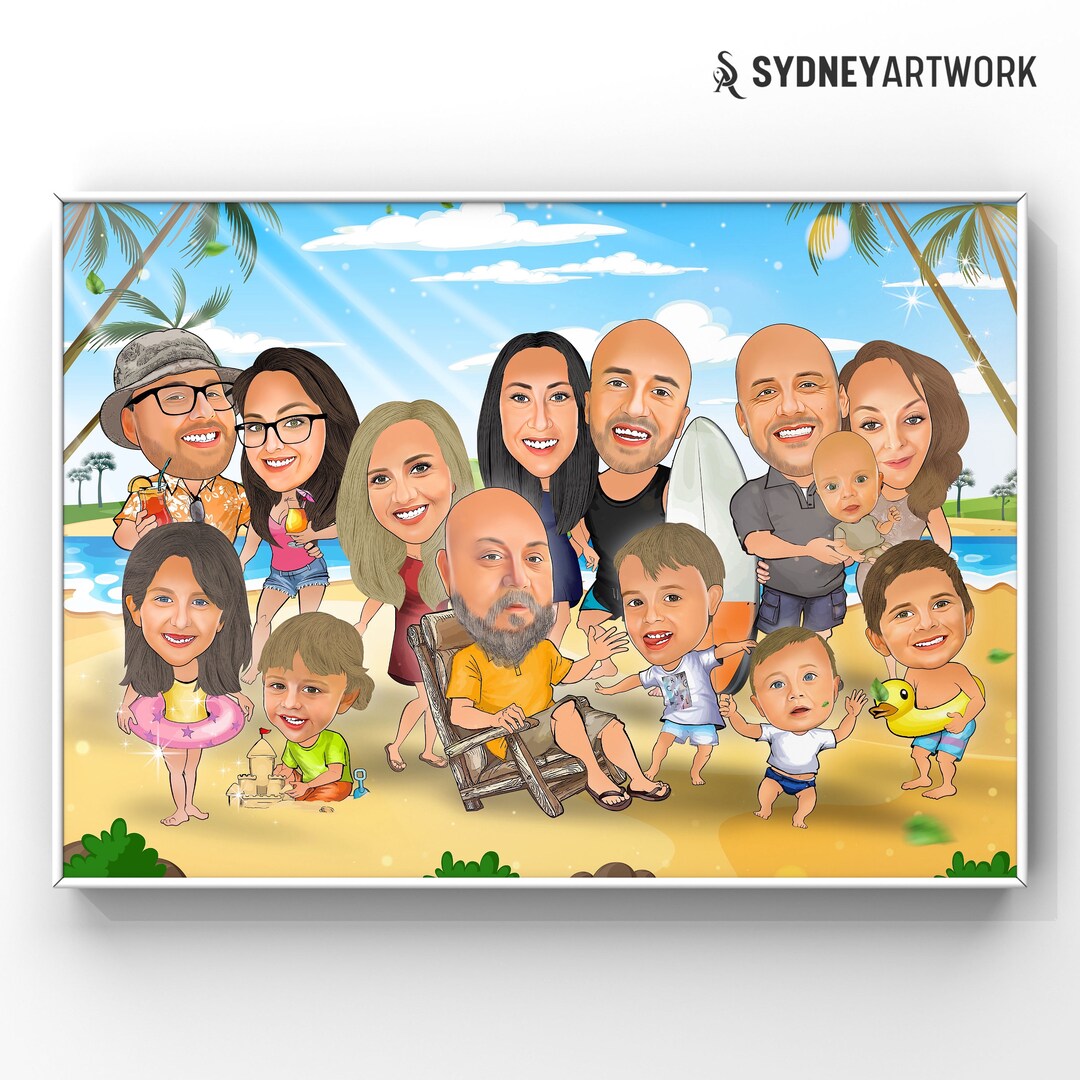 Custom Family Cartoon Portrait, Family Cartoon, Gift for Family,custom ...