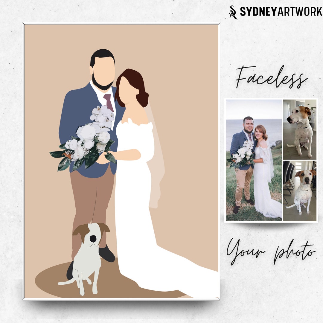Faceless Portrait, Custom Illustration, Personalised Wedding ...