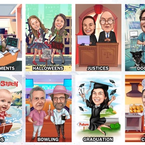 Office Group Cartoon Portrait From Photo, Funny Office Employee Gift ...