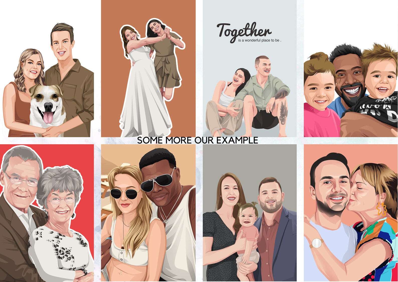 Custom Family Illustration, Cartoon Portrait, Gift for Family, Digital ...