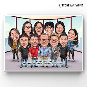 Office Group Cartoon Portrait From Photo, Funny Office Employee Gift ...