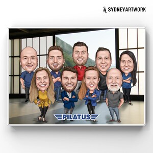 Work Team Gifts, Custom Group Cartoon Portrait, Gift for Coworkers ...
