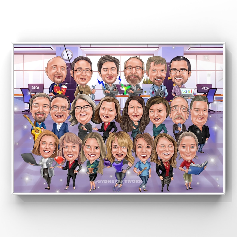 Custom Group Caricature Group Portrait Caricature From - Etsy