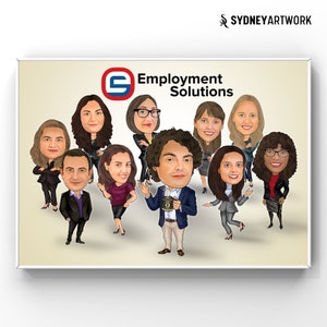 Office Group Cartoon Portrait From Photo, Funny Office Employee Gift ...