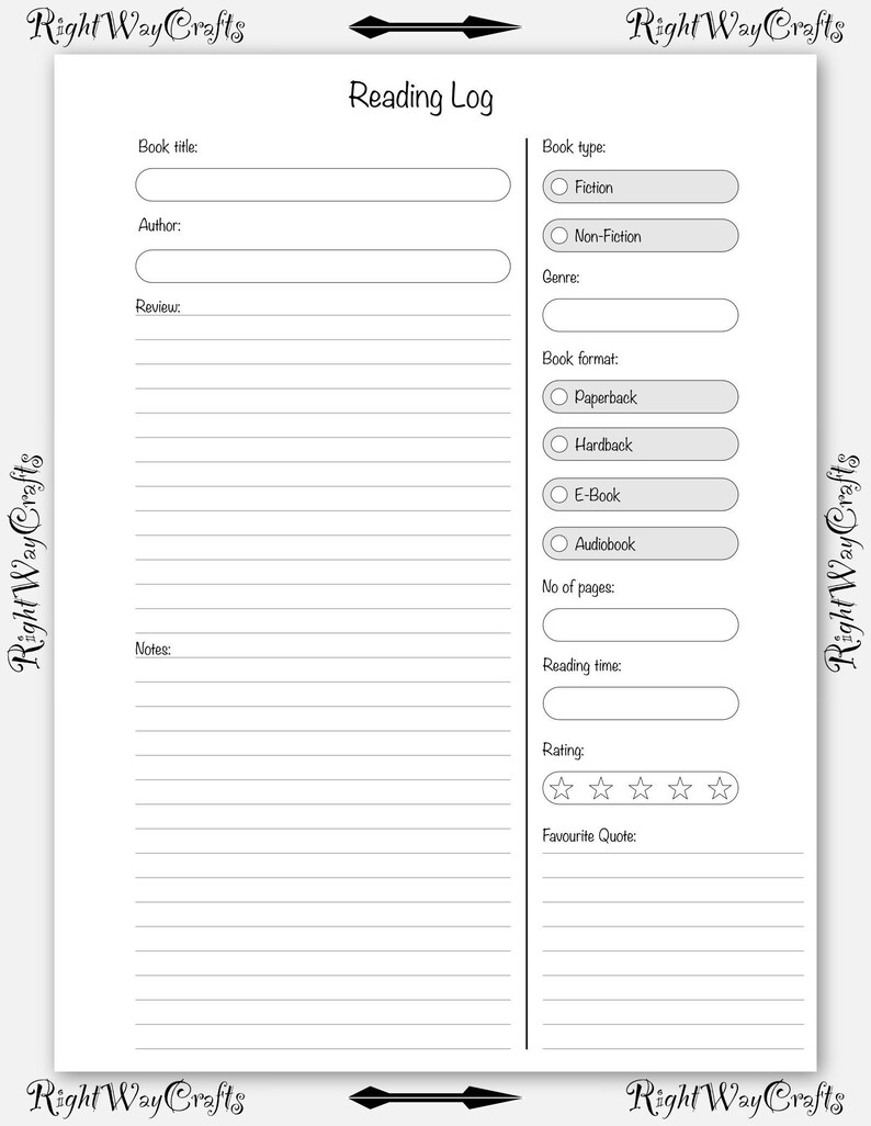Remarkable 1 & 2 Template Reading Log digital Download - Etsy