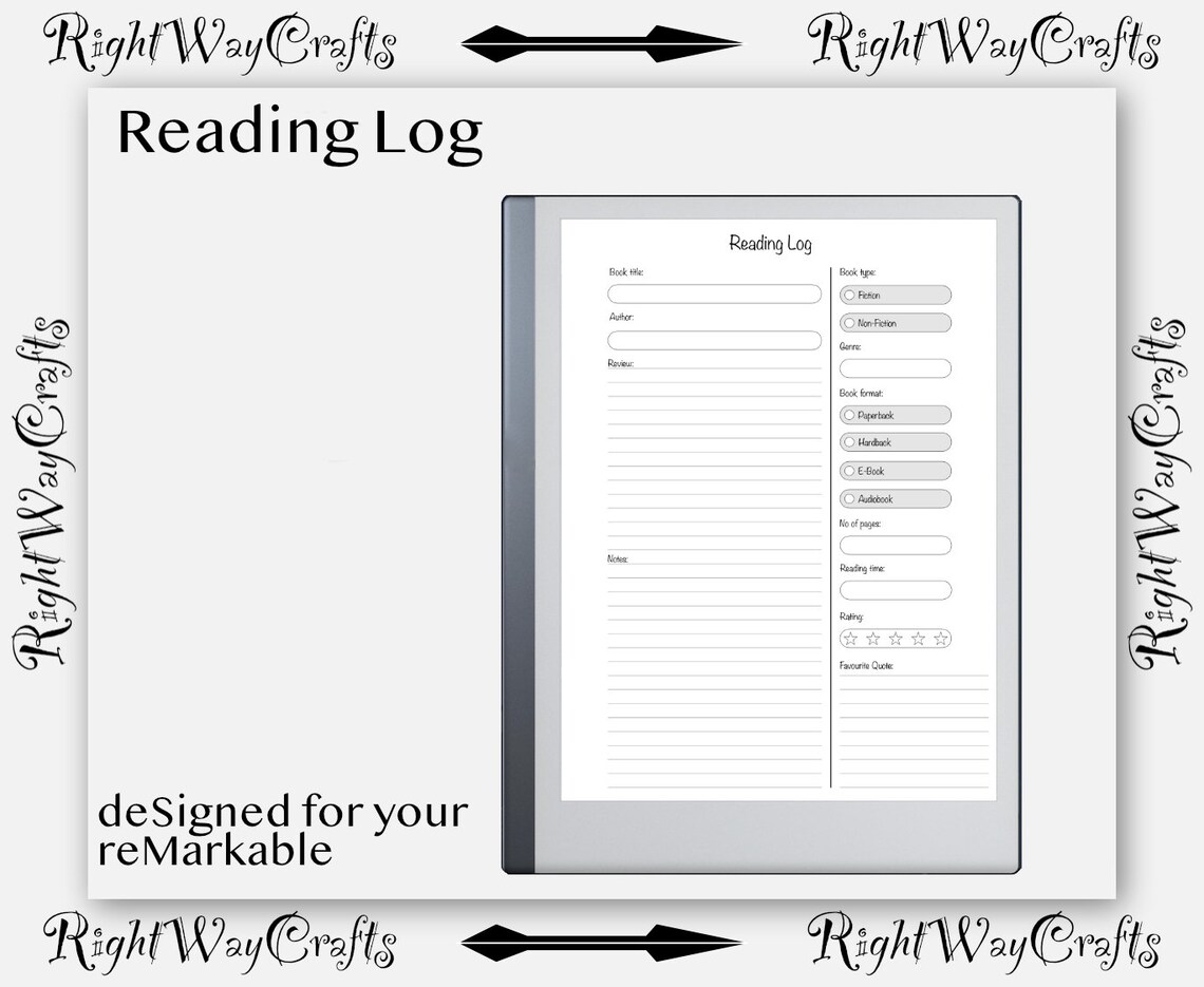 Remarkable 1 & 2 Template Reading Log digital Download - Etsy