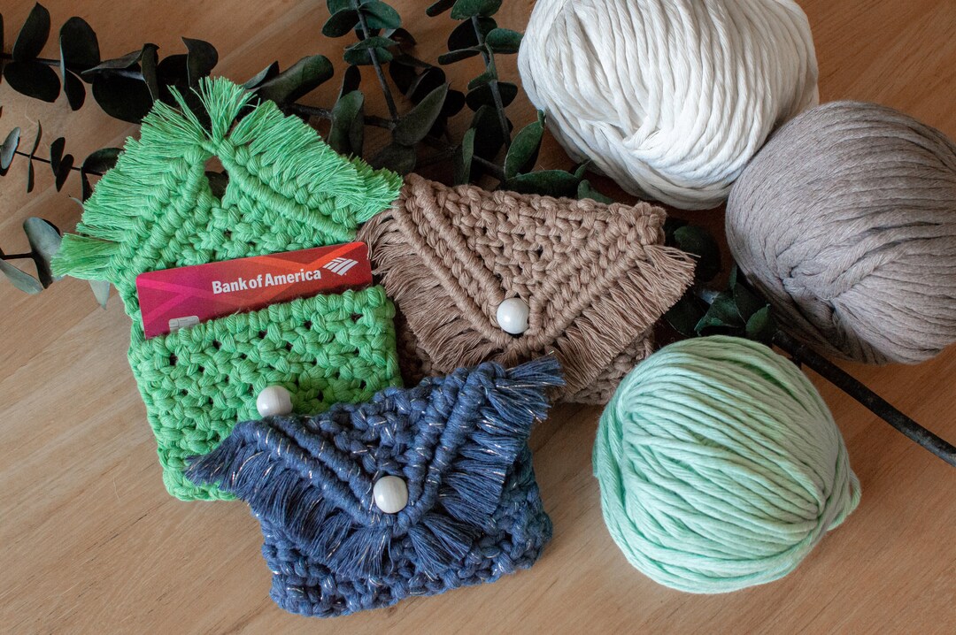 Mini Macramé Wallet, Gift Cards, Coin Purse, Credit Cards, Business ...