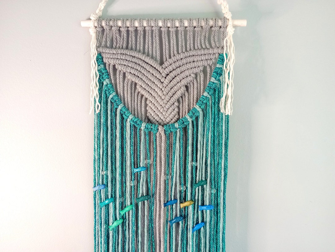 Whale Tail Macramé Wall Art Hanging Ocean Wildlife School of - Etsy