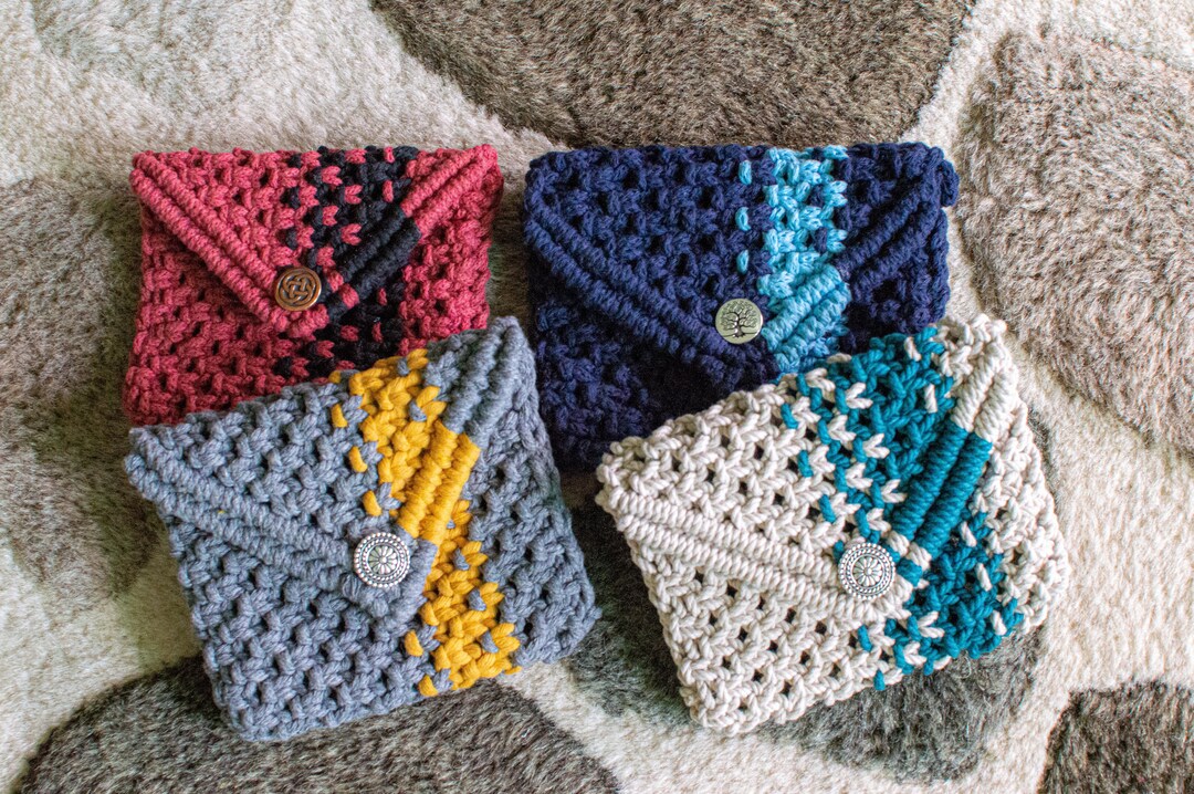 Macramé Wallet Handmade Credit Card Case, Coin Purse, Business Cards ...