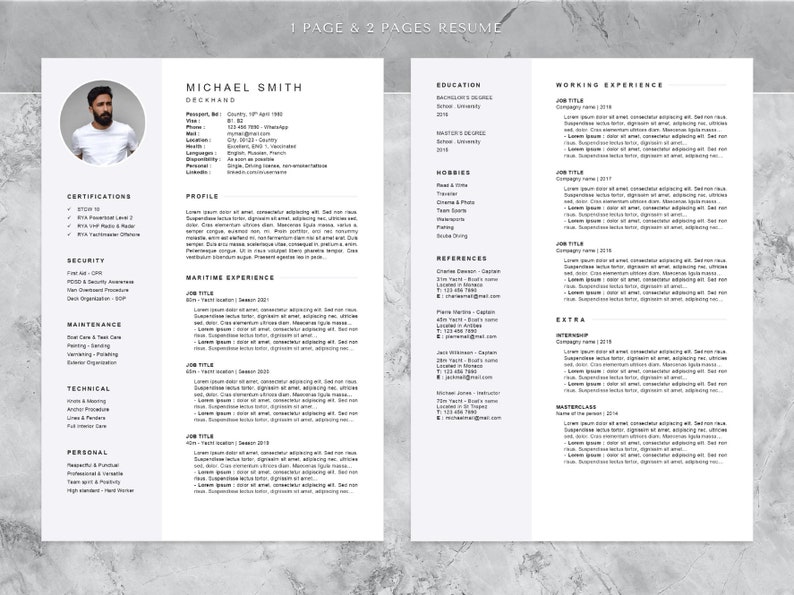 Template Cv - Template Resume - Professional CV - Yachting Resume ...