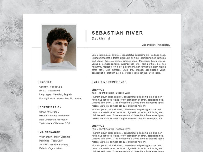 Template Cv - Template Resume - Professional CV - Yachting Resume ...