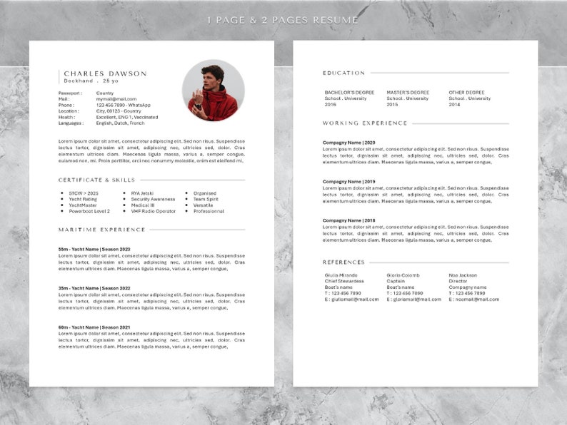 Template Cv - Template Resume - Professional CV - Yachting Resume ...