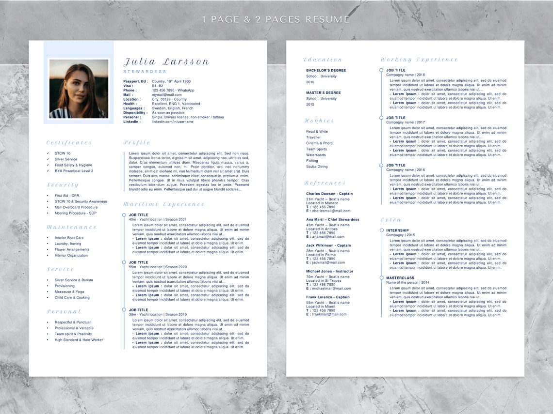 Cv Template - Resume Template - Professional Cv - Yachting Resume ...