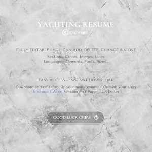 Template Cv - Template Resume - Professional CV - Yachting Resume ...