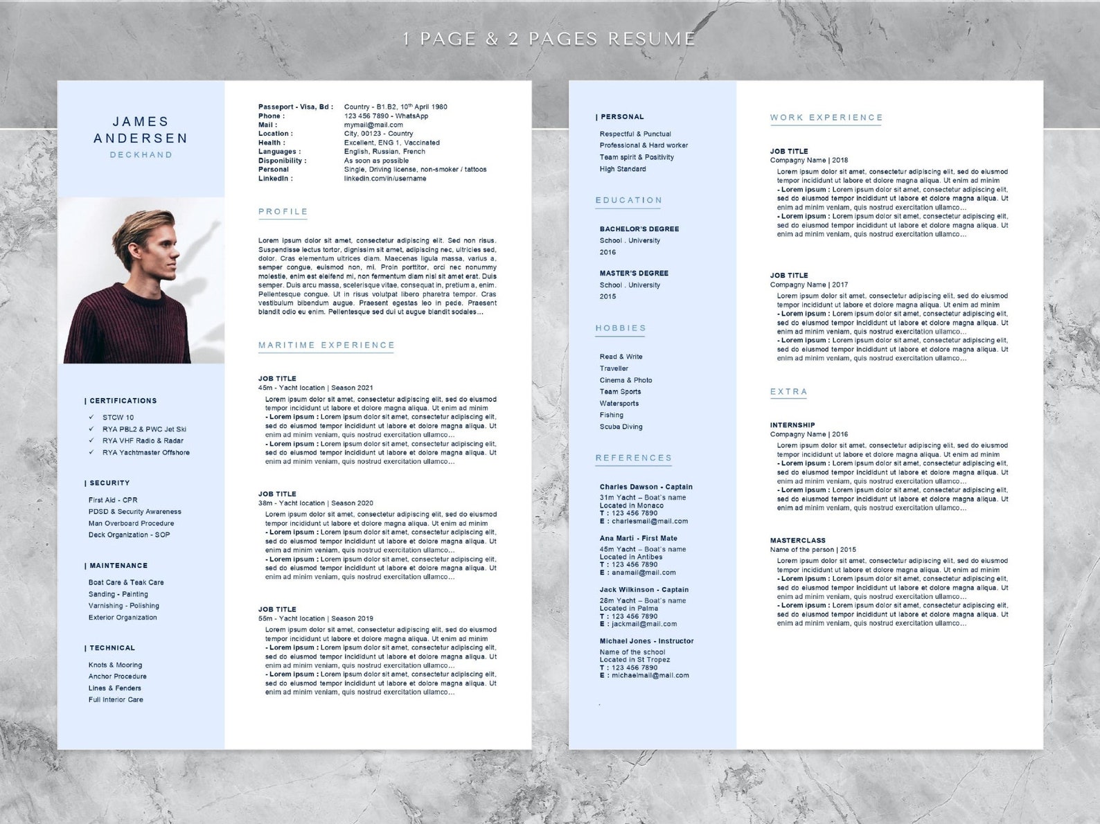 Cv Template - Resume Template - Professional Cv - Yachting Resume ...