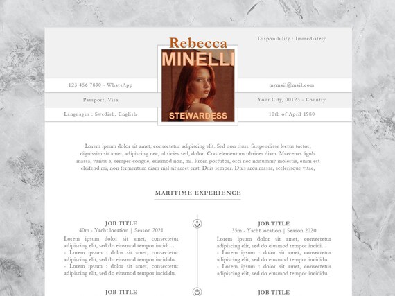 Template Cv Template Resume Professional CV Yachting - Etsy Finland