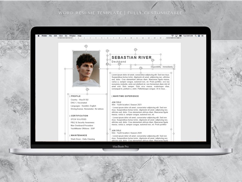 Template Cv - Template Resume - Professional CV - Yachting Resume ...
