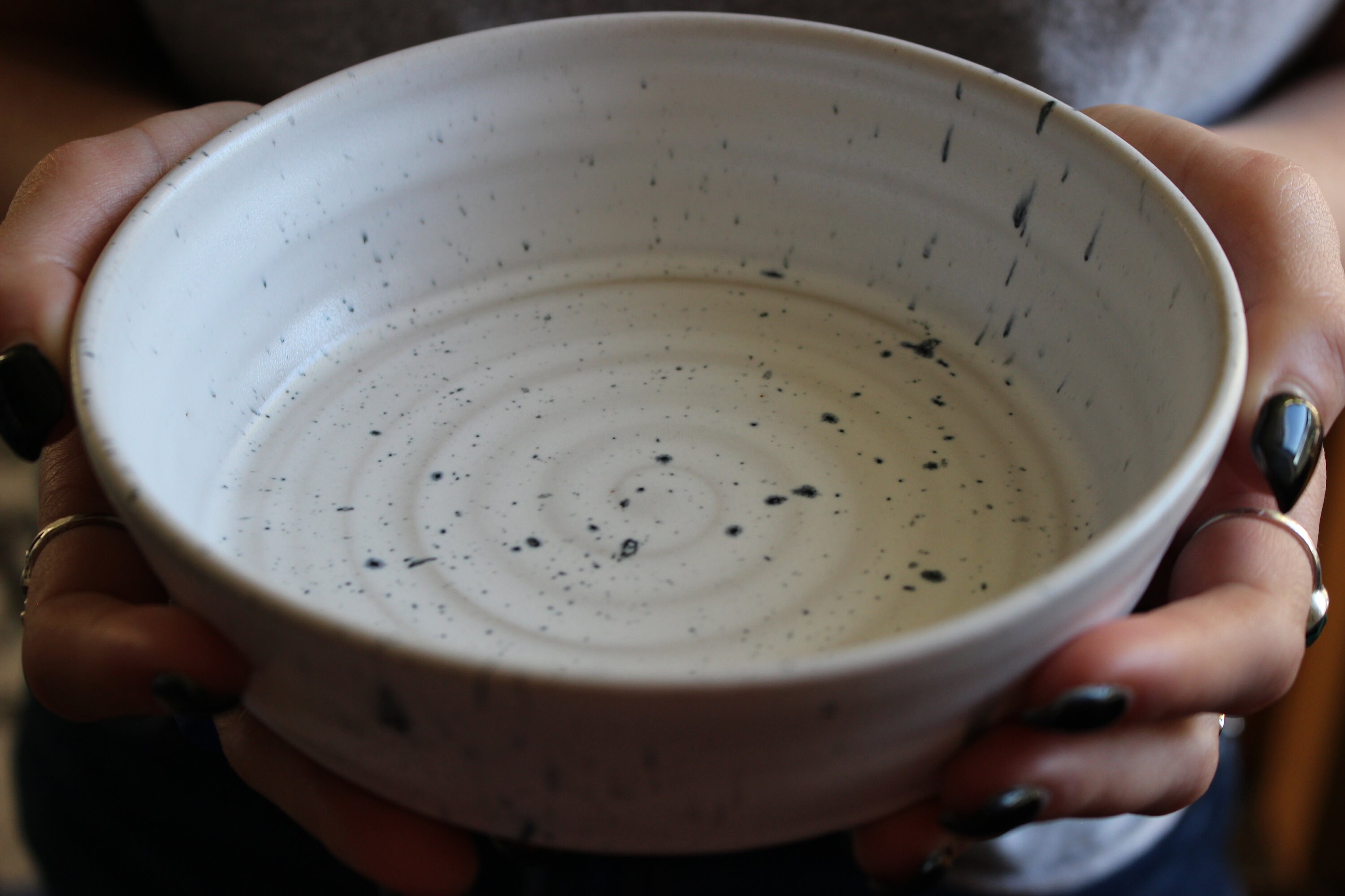 Ceramic Hand Thrown Bowl / Serving Dish Splash Design Rustic Bowl ...
