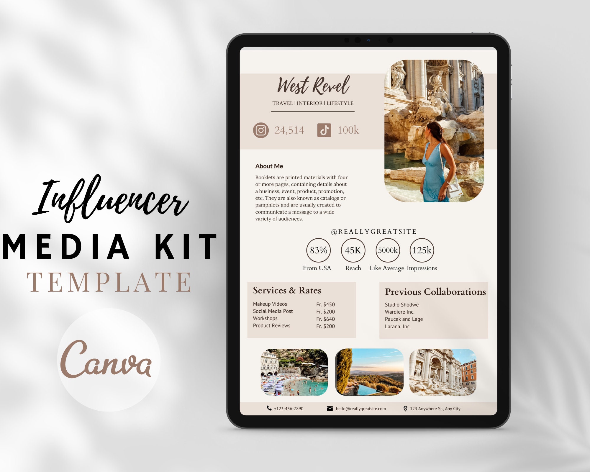 Media Kit Template Canva| Instagram Media Kit|influencer Rate Sheet ...