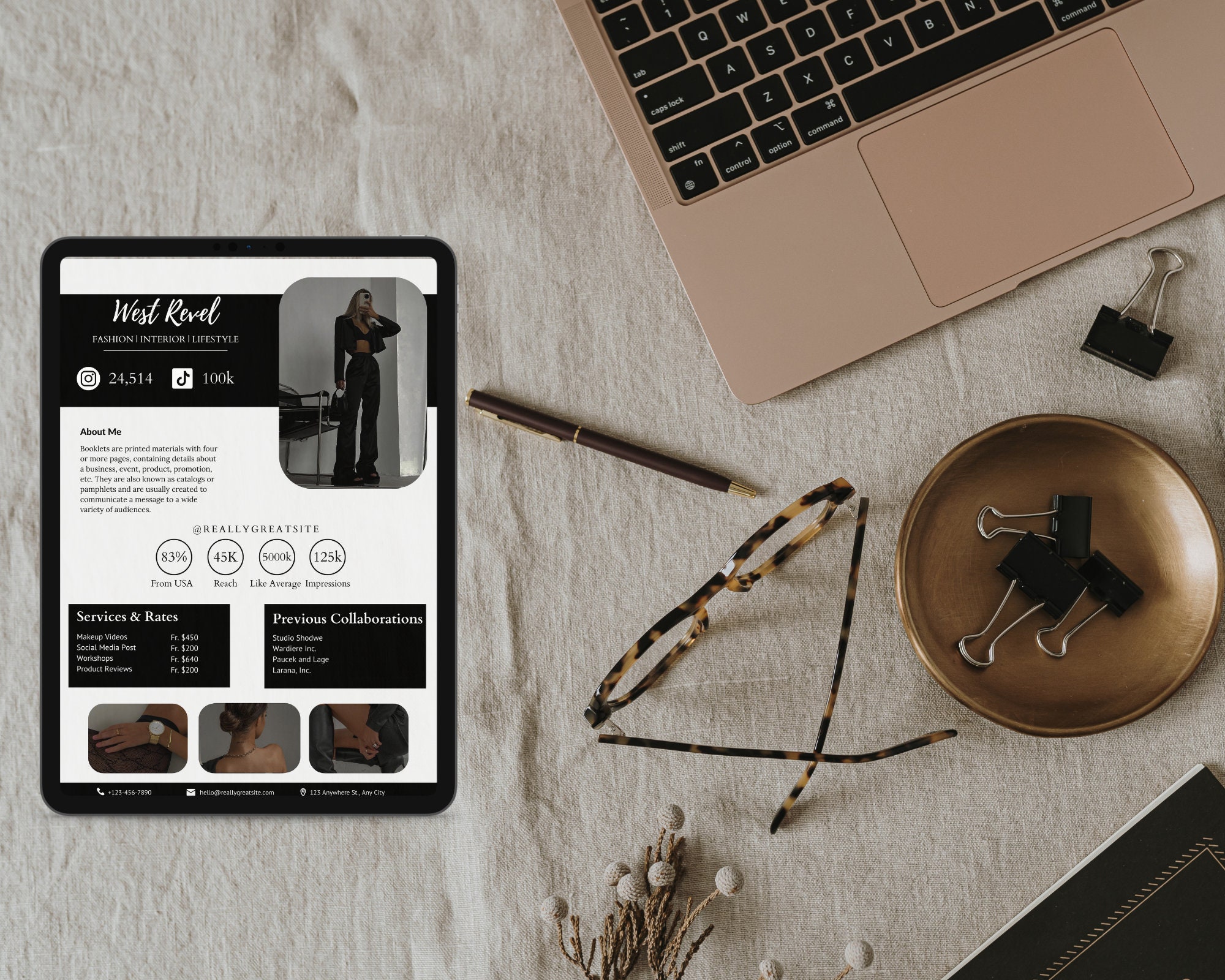 1 Page Influencer Media Kit Canva Template| Instagram Media Kit ...
