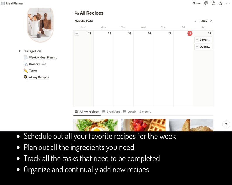 Notion Meal Plan Template notion Daily/weekly Menu food Plan weekly ...