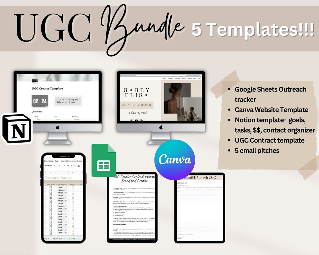 UGC Bundle, UGC Contract Template, UGC Notion Template, Ugc Website ...