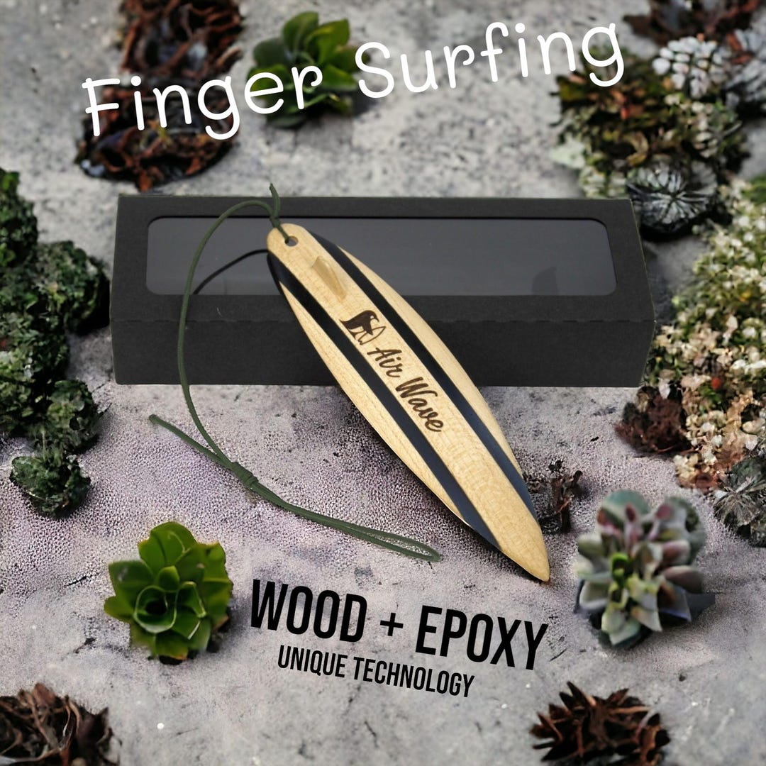 Natural Wood Dovetail Finger Surfboard, Wind Board, Car Travel Toy ...