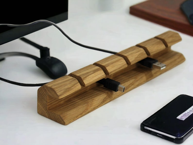 Cable Holder Wood Cable Management for Desk & Charger Organizer ...