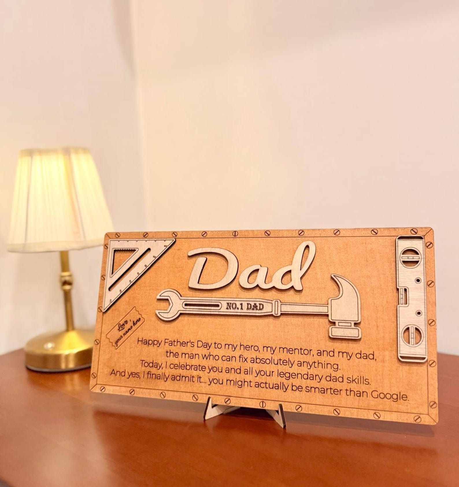 Personalized Dad Toolbox Sign, Custom Engraved Wood Art, Father's Day ...
