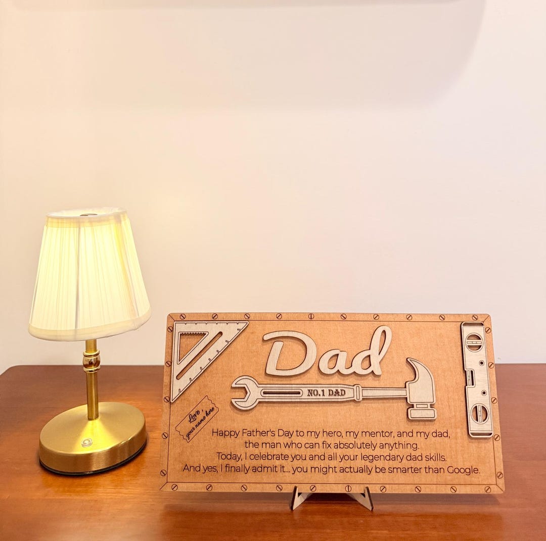 Personalized Dad Toolbox Sign, Custom Engraved Wood Art, Father's Day ...