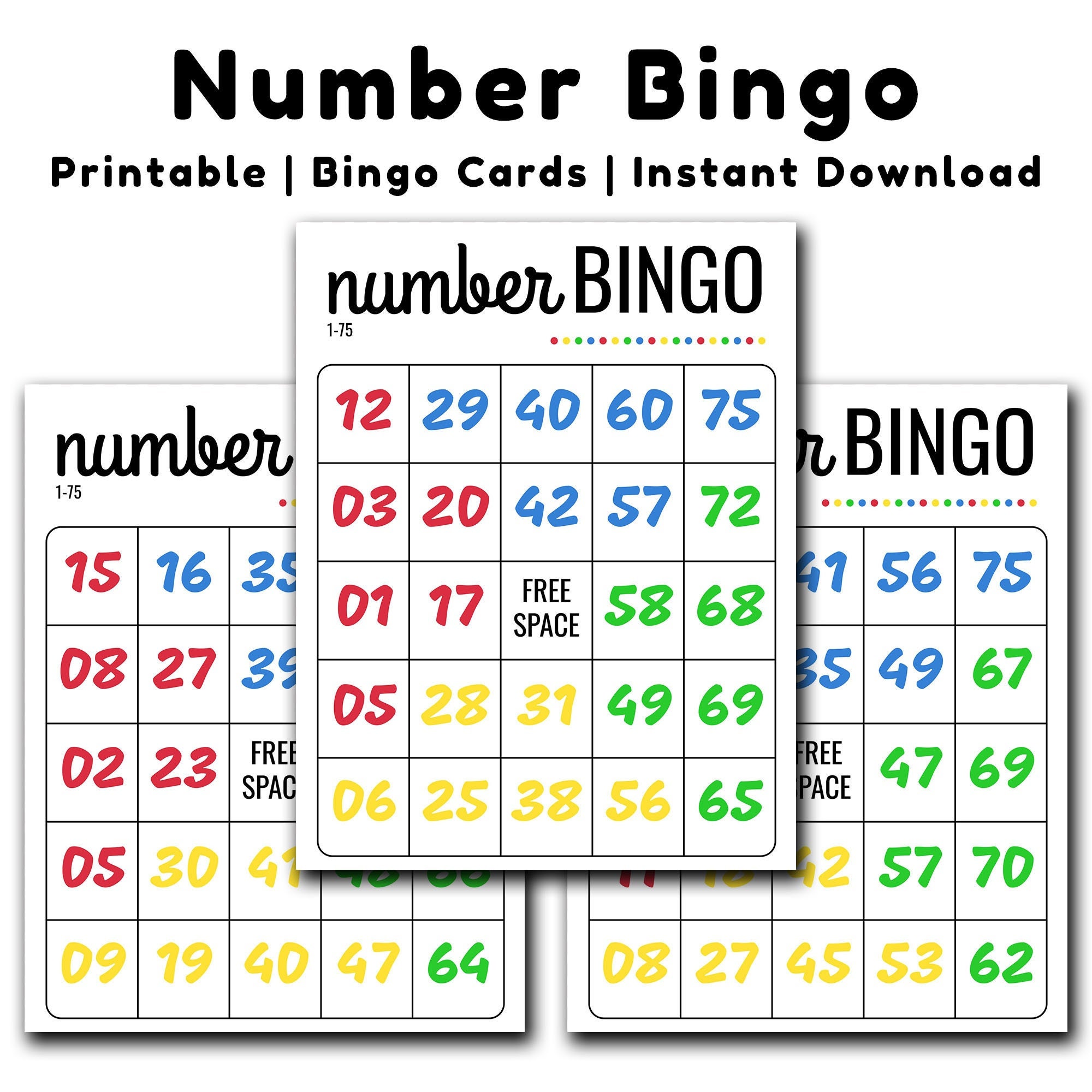 Bingo Number Printable Game 50 Bingo Cards Number Game - Etsy